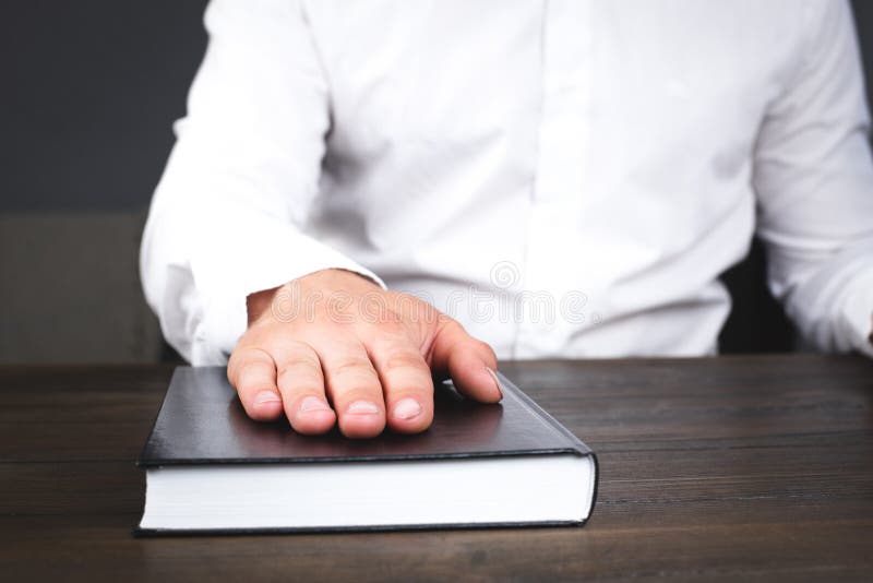 The Oath. Hand on the Bible. Promise and Contract. Jury Trial Stock ...