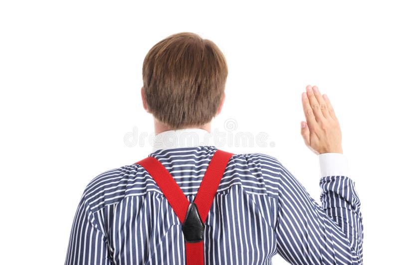 Businessman Taking Oath with Fist Over Heart. Stock Image - Image of ...