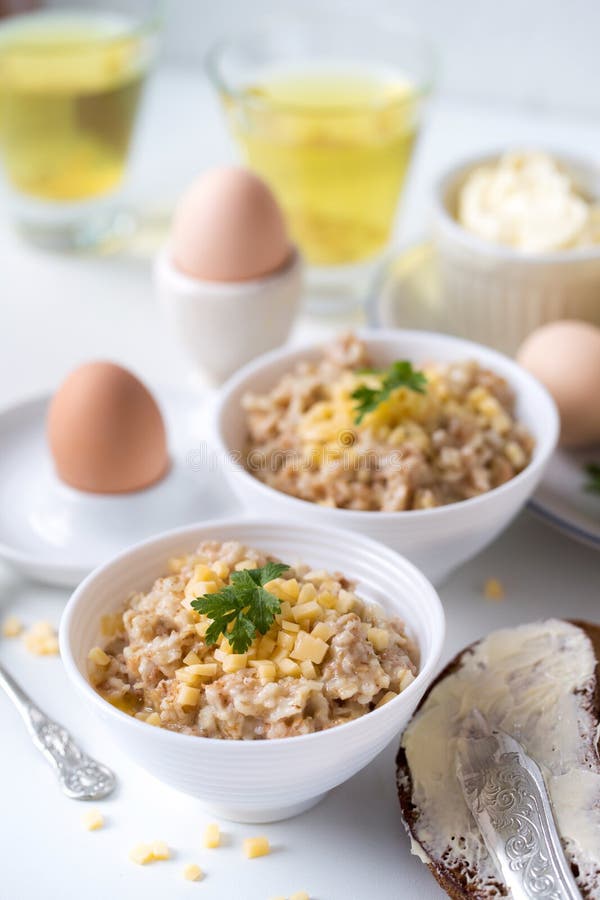 Oatmeal with Butter and Cheese Stock Photo - Image of food, antioxidant ...