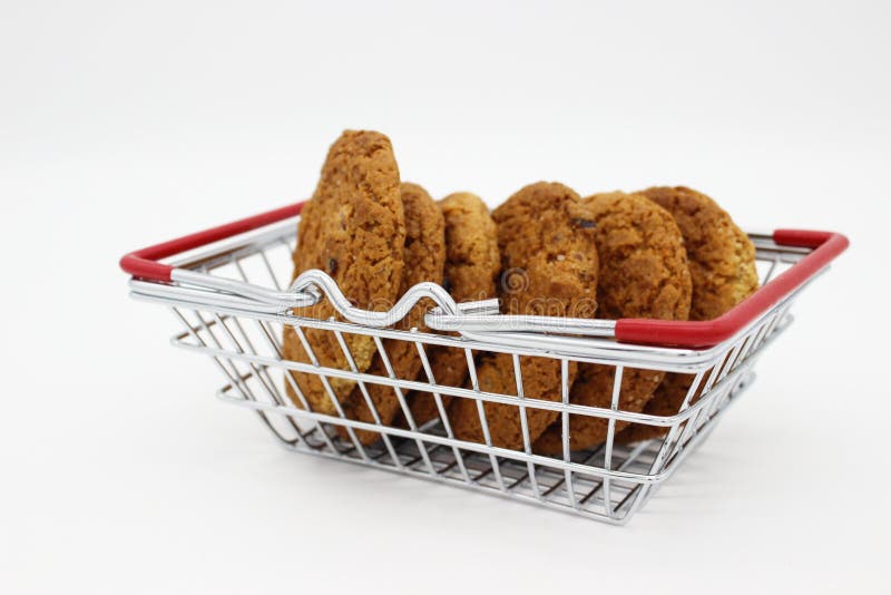 Oatmeal Cookies in Basket from Store Stock Photo - Image of festive ...