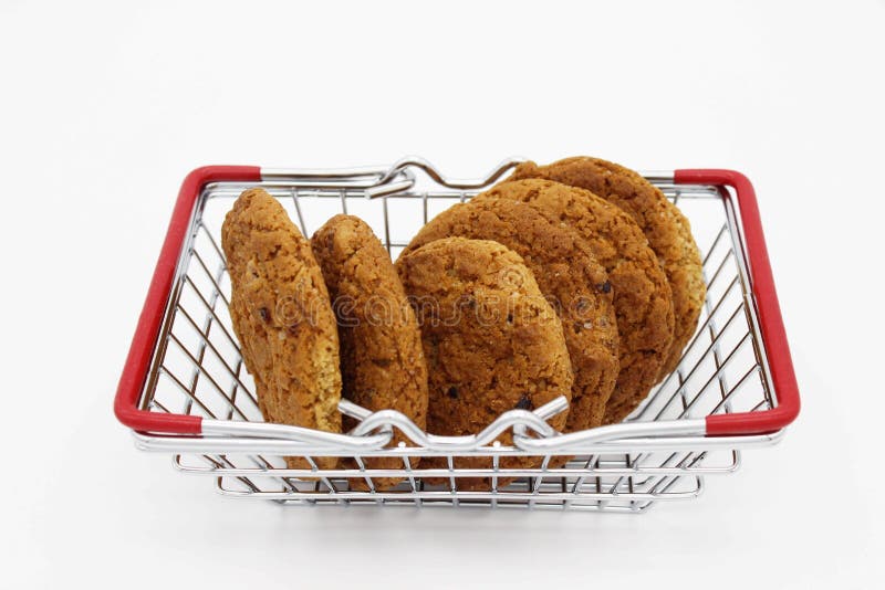 Oatmeal Cookies in Basket from Store Stock Image - Image of grain, shop ...