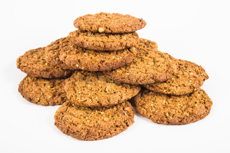 Oatmeal Cookies on a White Background Isolation Stock Image - Image of ...