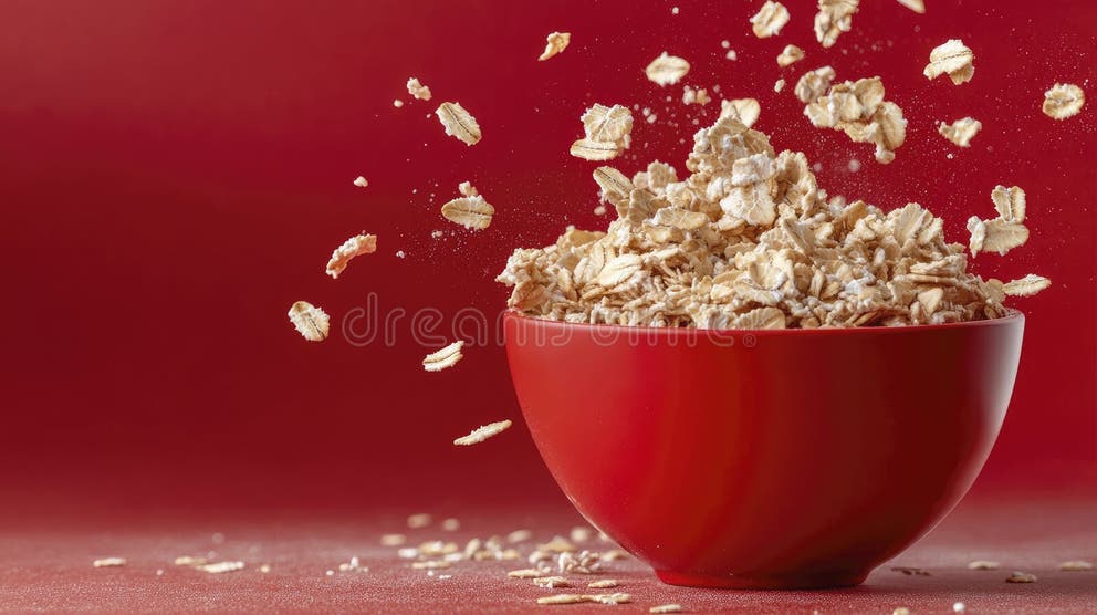 Oatmeal Explosion on a Bright Backdrop. Nutritious Breakfast with ...