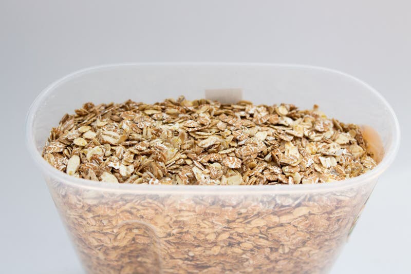 Oatmeal Food in a Container on White Background Stock Image - Image of ...