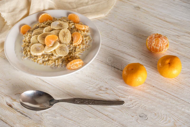Oatmeal with Fruit for Breakfast Stock Photo - Image of nutrition ...