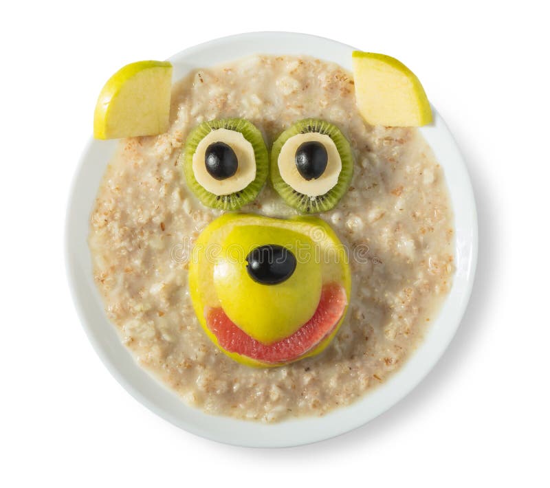 Oatmeal with fruit stock image. Image of bear, apple - 87799621