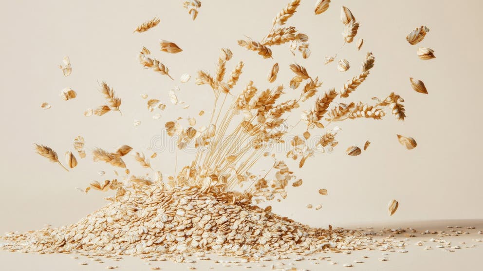 Oatmeal Grain Explosion on Beige Background Stock Illustration ...