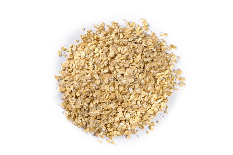 Oatmeal on an Isolated White Background, Top View Stock Image - Image ...