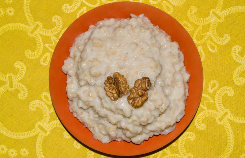 The Oatmeal on a Plate Closeup Stock Image - Image of oats, food: 85021017