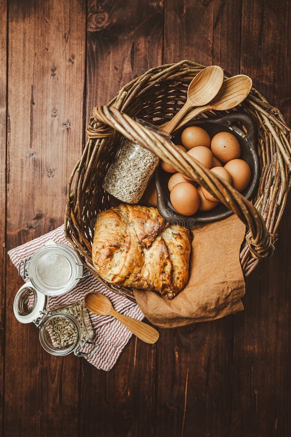 Oatmeal and Potato Bread on Kitchen Table in Brown Tone Stock Photo ...