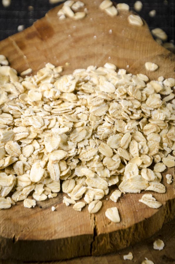 Oatmeal Scattered on the Trencher Stock Photo - Image of oats, natural ...