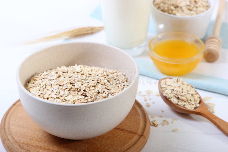 Oatmeal on the Table Top View. Stock Image - Image of light, eating ...