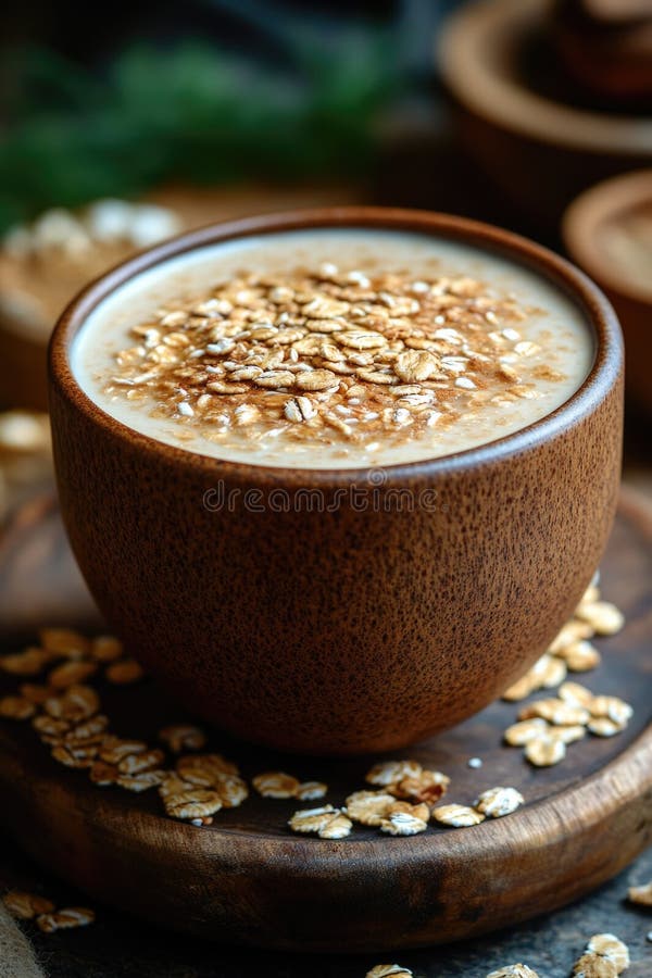 Oatmeal on a Wood Plate, Breakfast or Snack Idea Stock Photo - Image of ...