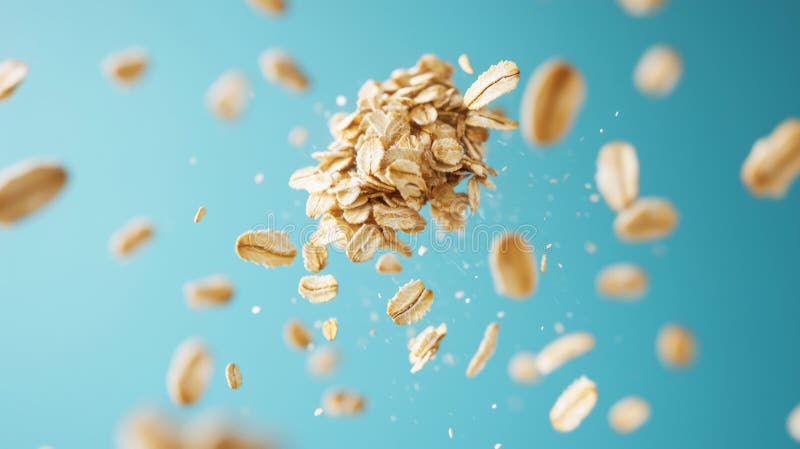 Oats are Artistically Suspended Mid Air Vibrant Blue Backdrop ...