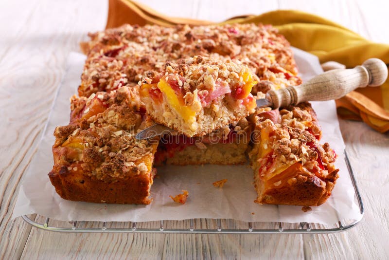 Oaty Fruit Crumble Topping Squares Stock Image - Image of crumble ...