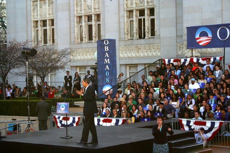 Obama Giving a Speech from a Stage Editorial Photo - Image of primary ...