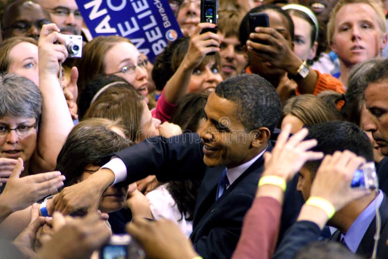 Obama shakes fans hands editorial stock photo. Image of presidential ...