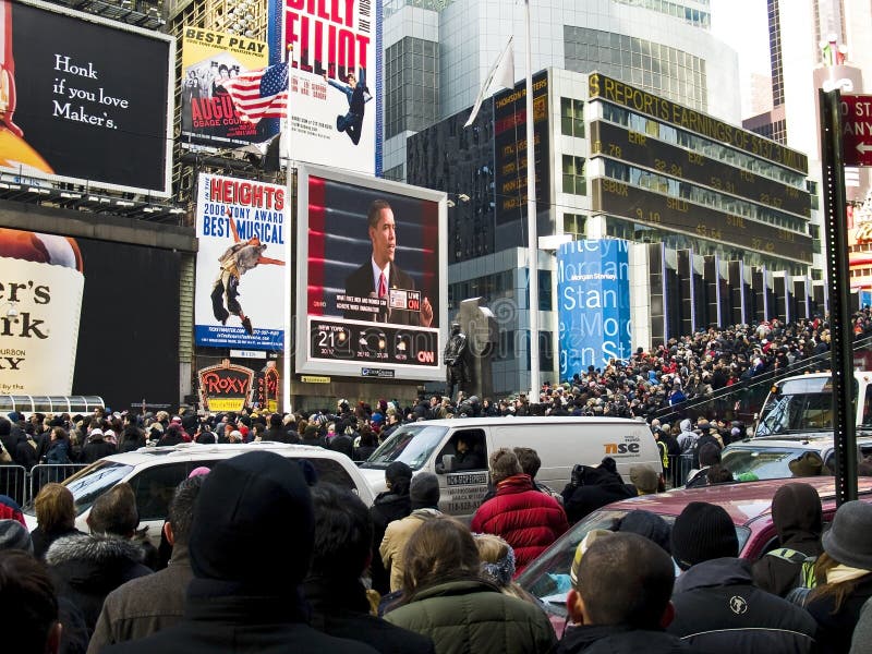 Obama Times square editorial stock image. Image of people - 7838019
