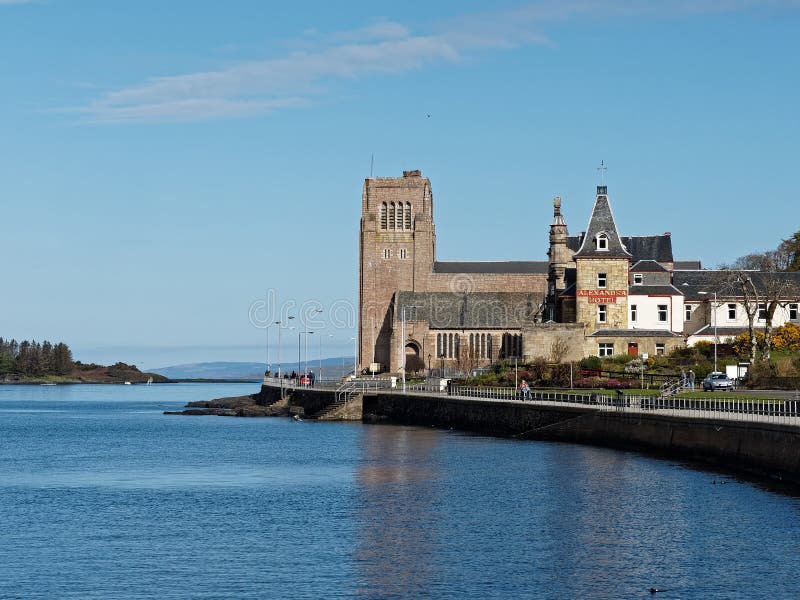 OBAN,SCOTLAND,MAY-8, 2015, Oban Bay, St Columba Cathedral and Al ... OBAN,SCOTLAND,MAY-8, 2015, Oban Bay, St Columba Cathedral and Al ...