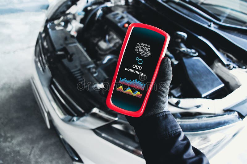 ECU Checking with OBD Scanner Tools Stock Photo - Image of technology ...