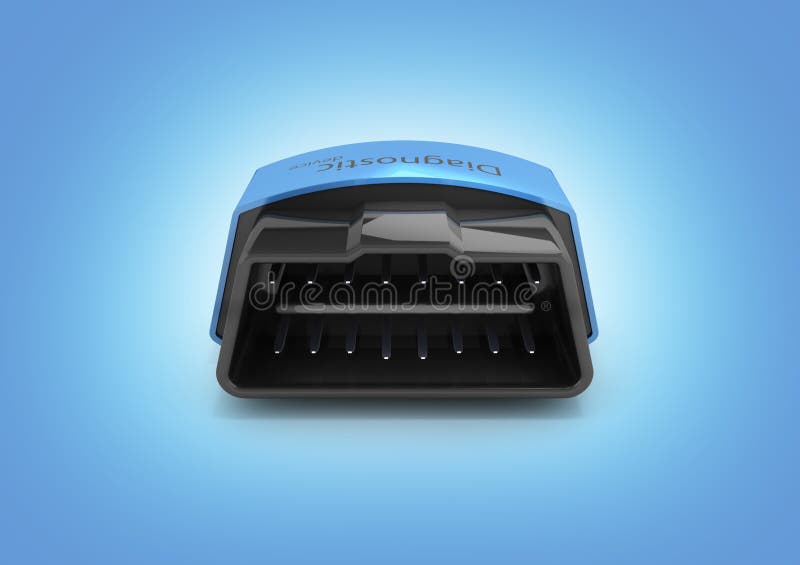OBD2 Wireless Car Scanner Isolated on Blue Gradient Background 3d ...