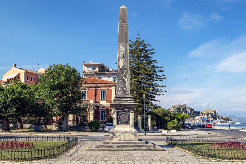 Obelisk in Corfu, Corfu Island, Greece Editorial Stock Photo - Image of ...