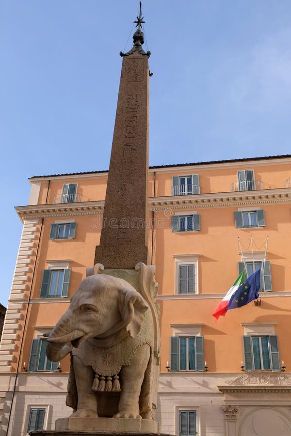 Obelisk and the Elephant in Rome Editorial Image - Image of union ...