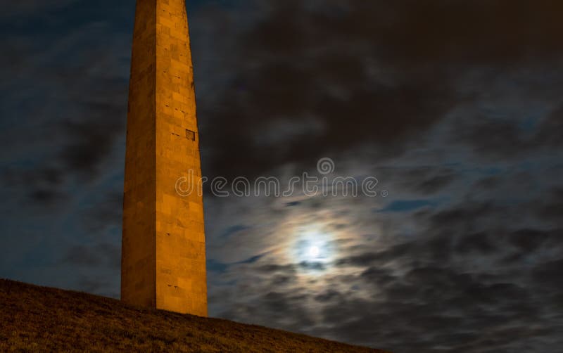 Obelisk and moon by night stock image. Image of moon - 185697229