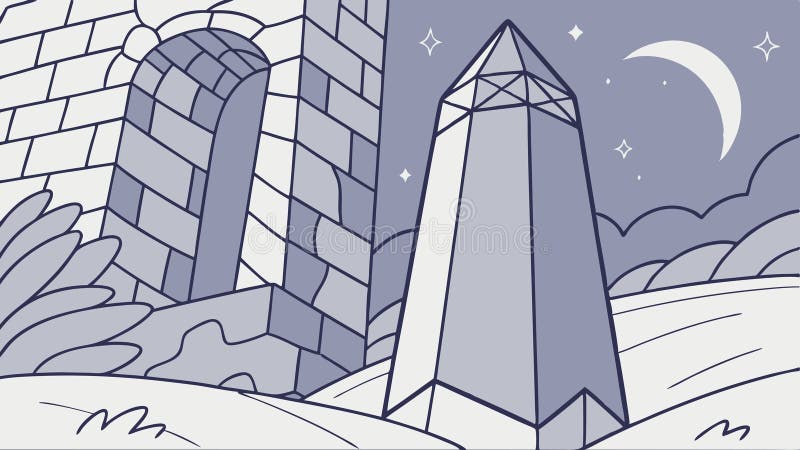 Obelisk Structure in Moonlight, Vector Design Generative AI Stock ...