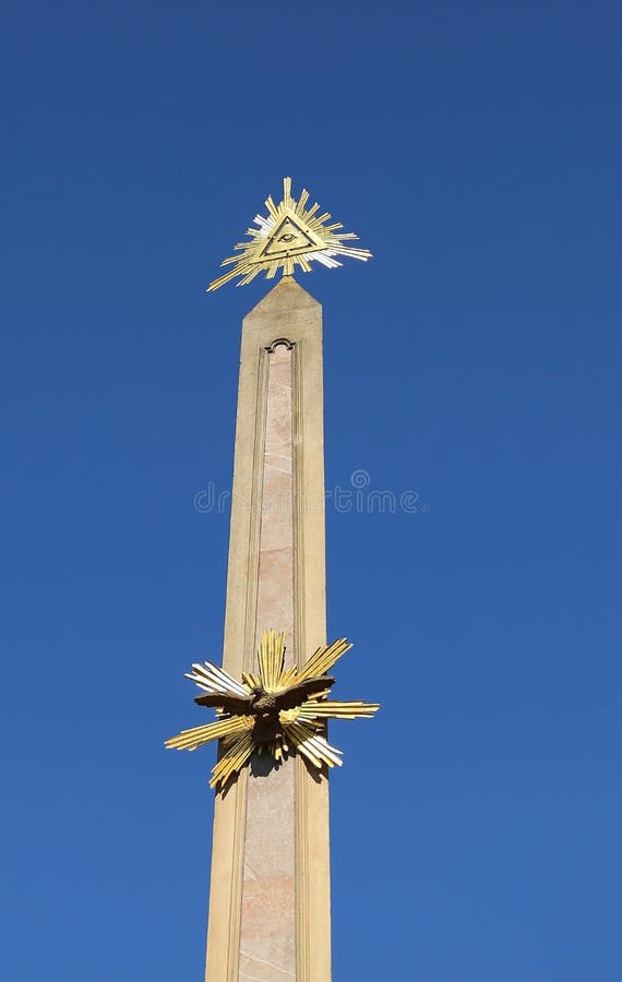 Obelisk and the Symbol of the Trinity with Triangle and One Eye Stock ...