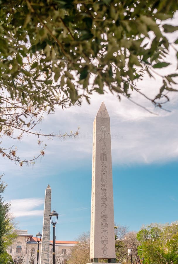 Obelisk of Theodosius and Obelisk of Constantine in Istanbul. Stock ...