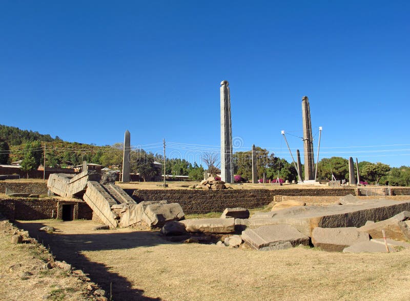 Ancient Obelisks in Axum City, Ethiopia Stock Image - Image of landmark ...