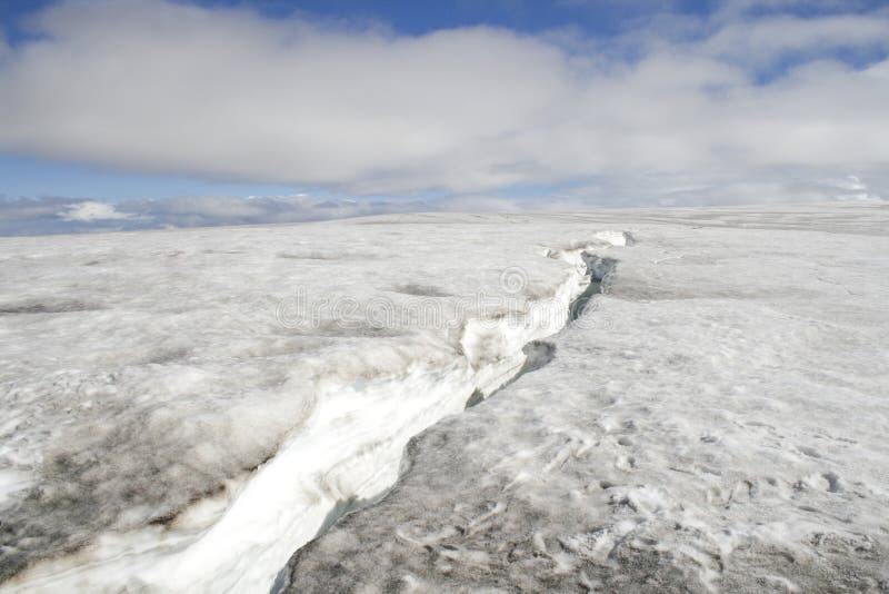 Oben Auf Einen Vulkanischen Gletscher Mit Sprung Stockfoto - Bild von ...
