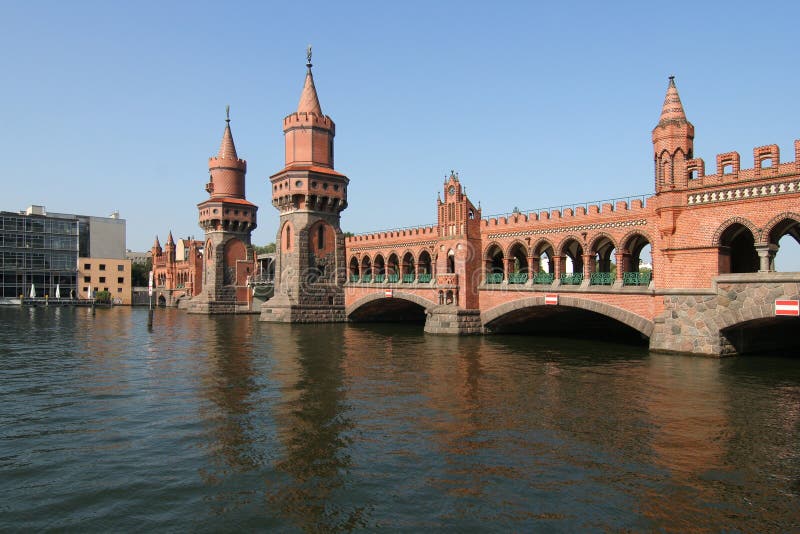 Oberbaumbrucke Bridge Across the Spree River in Berlin Stock Photo ...