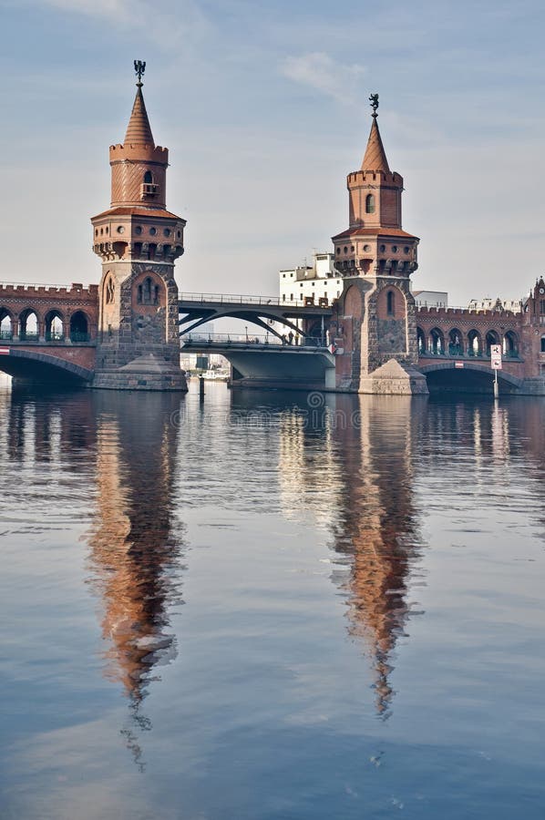 Oberbaumbrucke Bridge Across the Spree River in Berlin Stock Photo ...