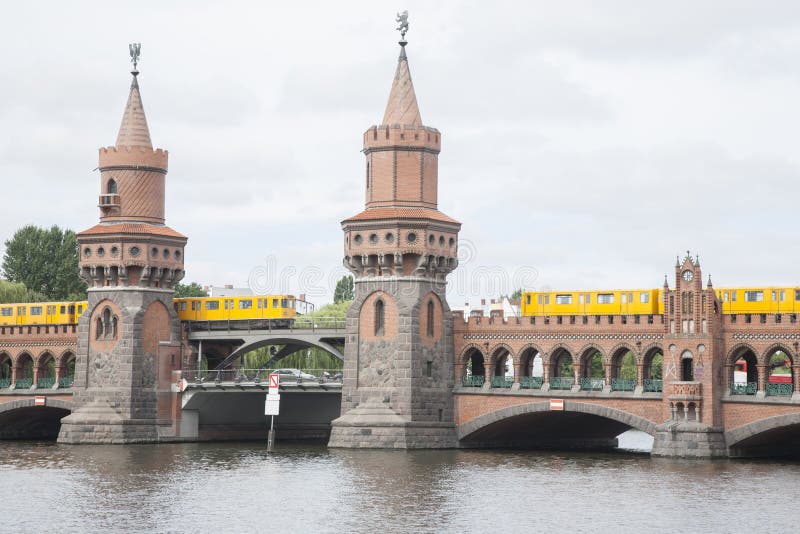 Oberbaumbrucke Bridge Across the Spree River in Berlin Stock Photo ...