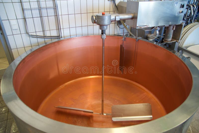 OBERSTAUFEN, GERMANY - 29 DEC 2019: Large Empty Copper Boiler in a ...