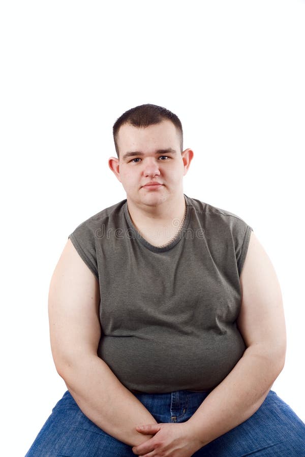 Obese man stock image. Image of thoughtful, jeans, portrait - 5946651