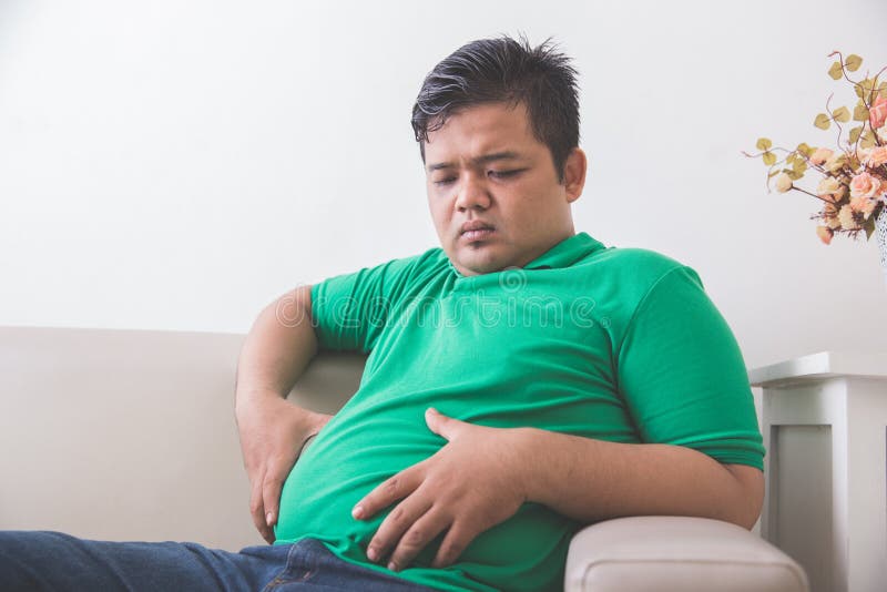 Obese Man Thinking about His Weight Problem Stock Photo - Image of ...