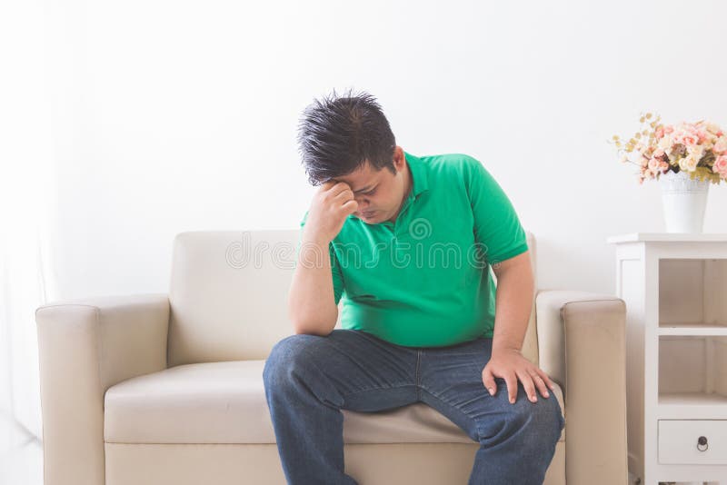 Obese Man Thinking about His Weight Problem Stock Image - Image of ...