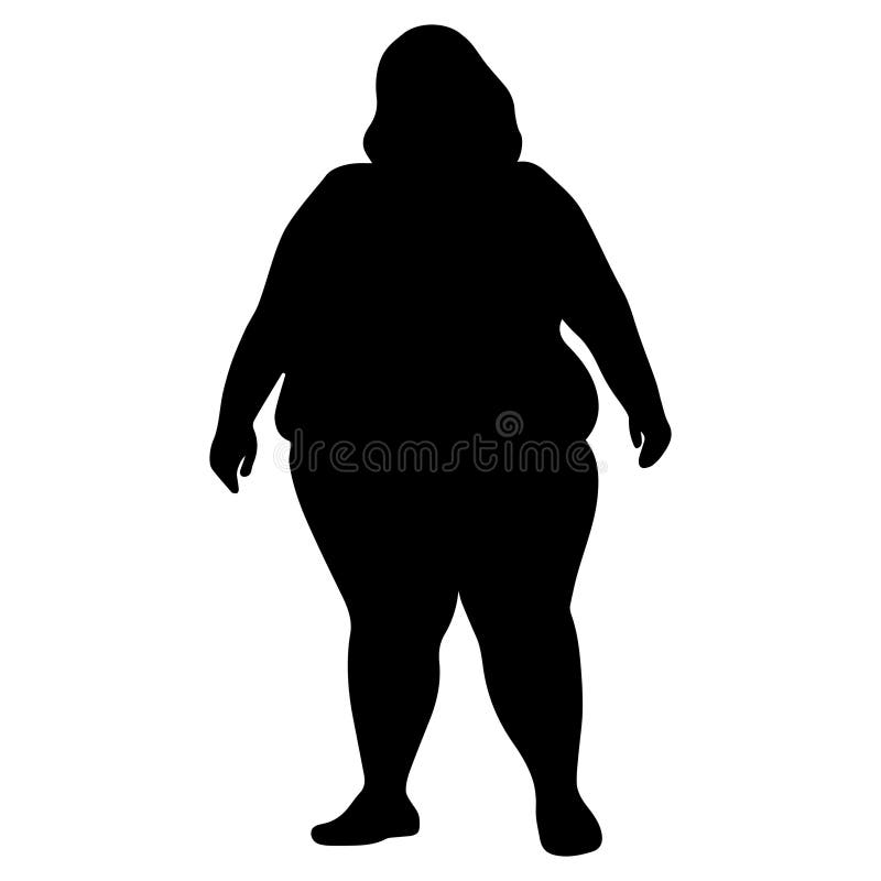Obese Plus Size Woman Silhouette Icon Symbol Stock Vector ...