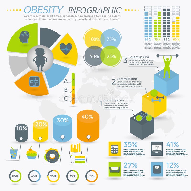 Obesity Infographic Elements Collection Stock Vector - Illustration of ...