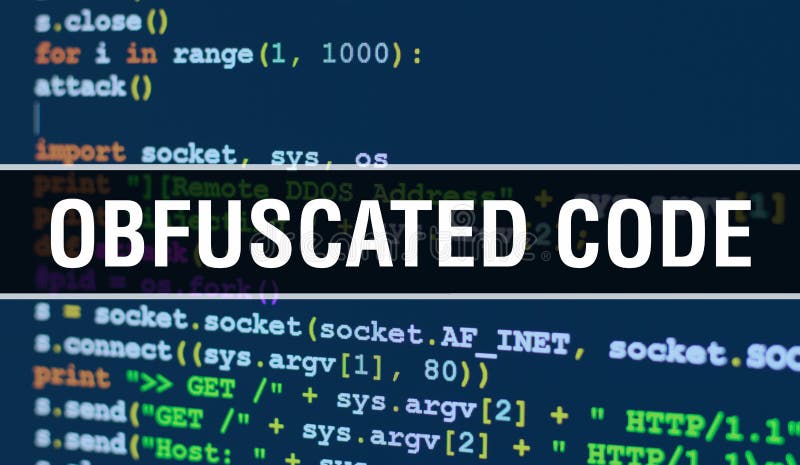 Obfuscated Code Concept with Random Parts of Program Code. Obfuscated Code with Programming Code ...