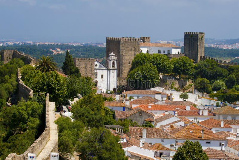 Obidos castle stock photo. Image of freguesia, lisbon - 15240124