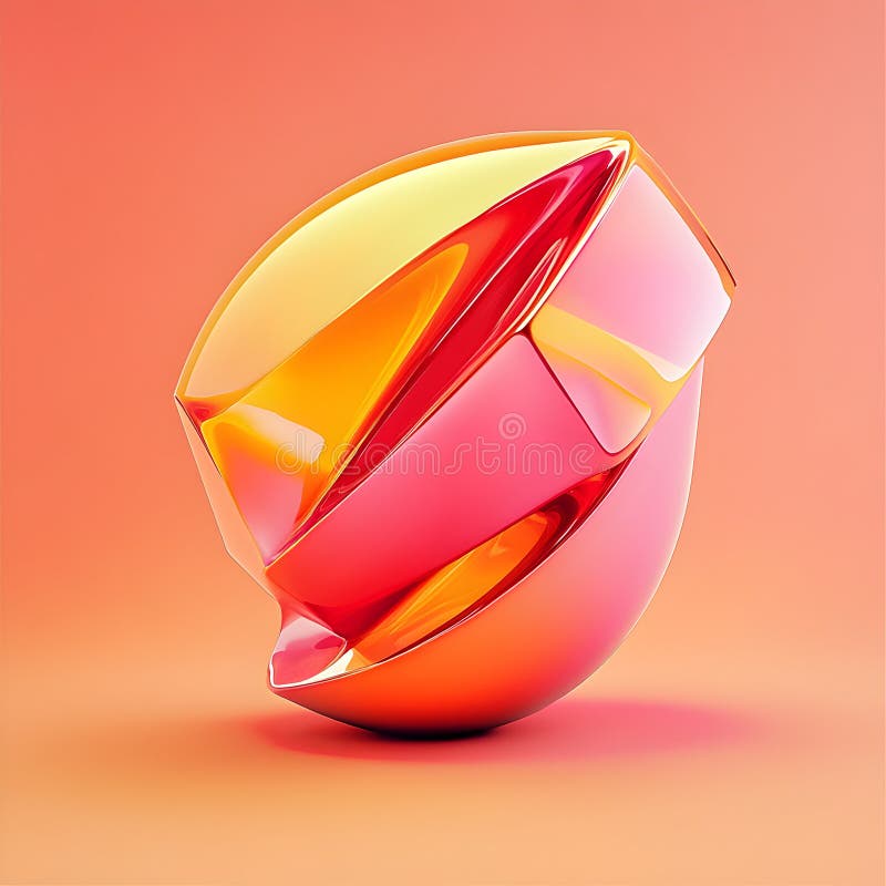 Abstract 3D Sculpture with Smooth, Reflective Surfaces in Vibrant ...