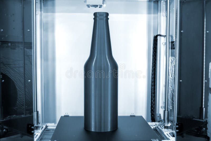 Object Bottle Printed on 3D Printer Close-up, Inside on 3d Printer ...