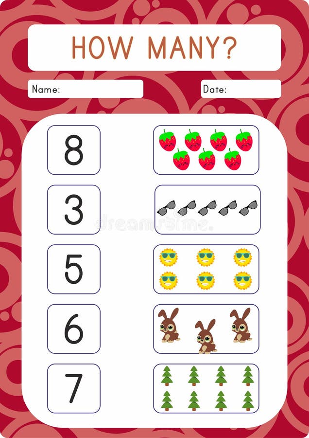 Object Counting and Writing Exercises Stock Vector - Illustration of ...