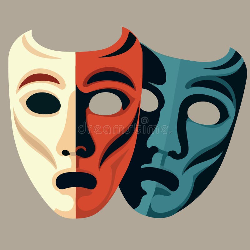 Object Dramatic Theater Masks Stock Vector - Illustration of ...