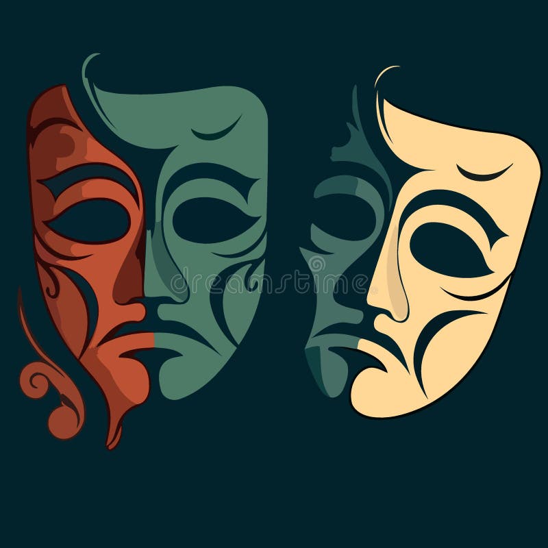 Object Dramatic Theater Masks Stock Vector - Illustration of masks ...