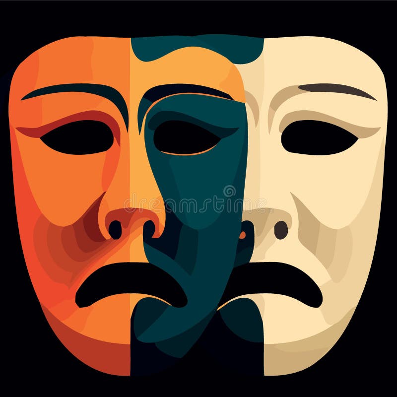 Object Dramatic Theater Masks Stock Vector - Illustration of theatre ...